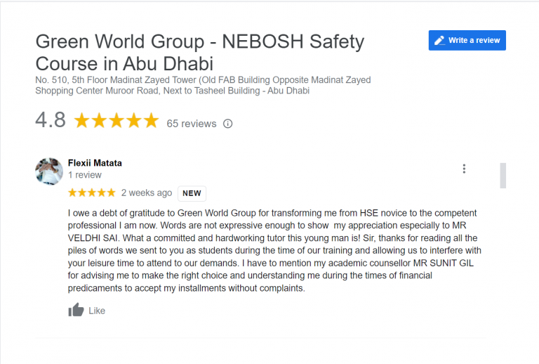 NEBOSH Course in Dubai & Abu Dhabi, UAE | NEBOSH Gold Learning Partner | Green World Group