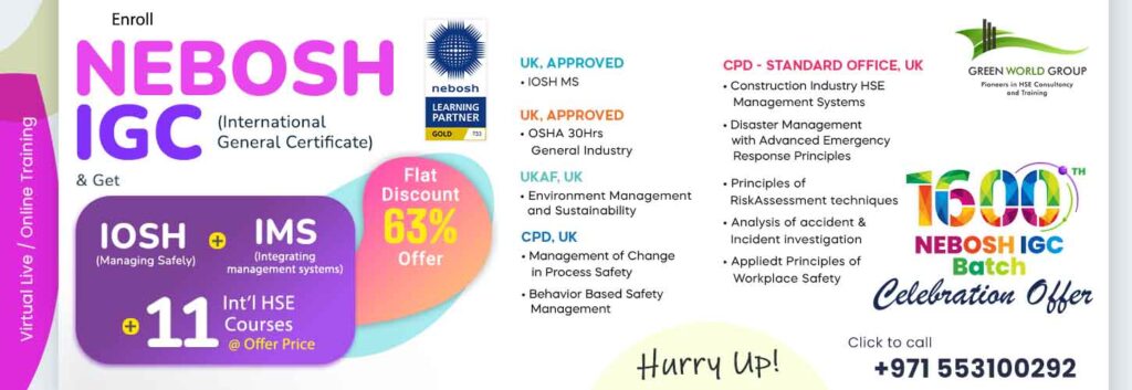 NEBOSH Training course UAE| NEBOSH course in Dubai, Abu Dhabi | GREEN WORLD SAFETY AND SECURITY ...